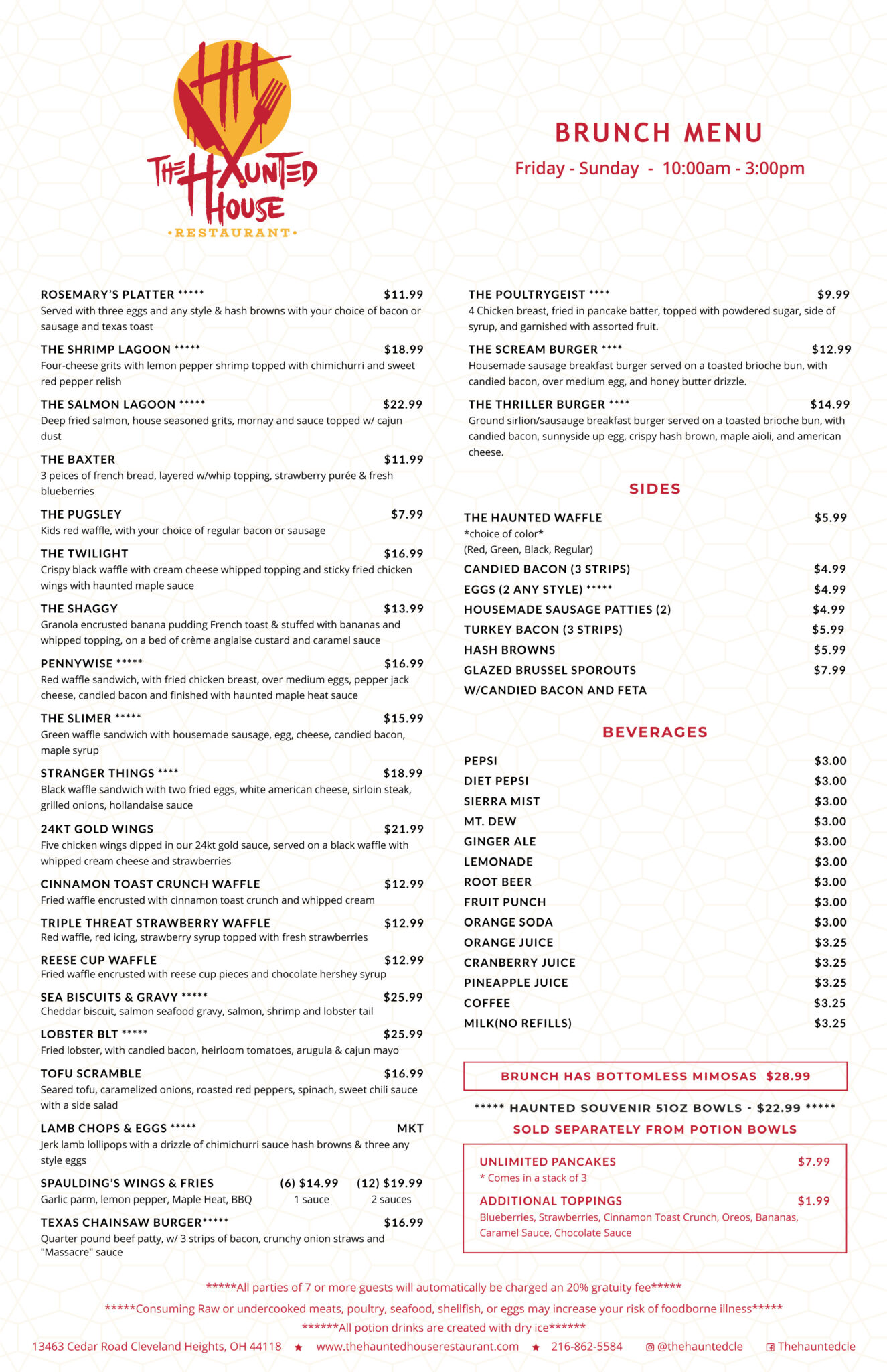 Our Menu – The Haunted House Restaurant